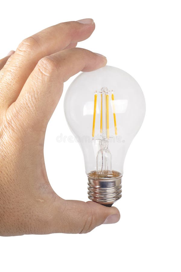 Man Holding an LED Light Bulb Stock Image - Image of isolated, hand ...