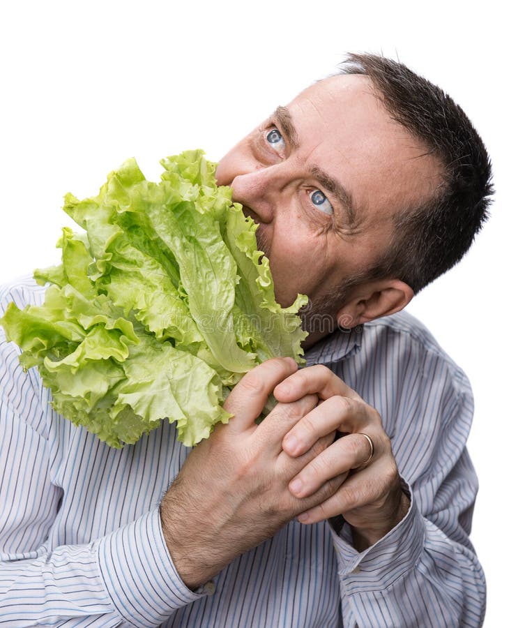 Man Holding Lettuce Against the Blue Sky Stock Image - Image of fresh ...