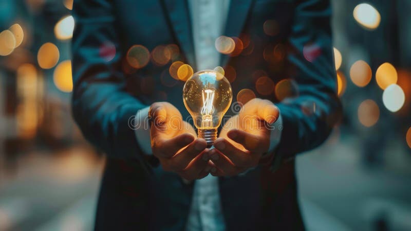 Man Holding Light Bulb stock photo. Image of curious - 315761186