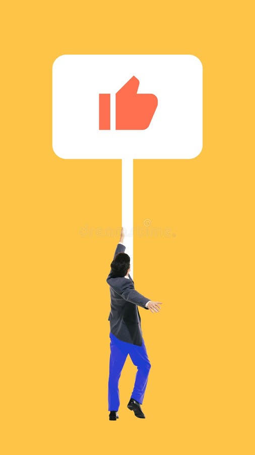 Man Holding Like Icon. Visual Metaphor of User and Customer Support ...