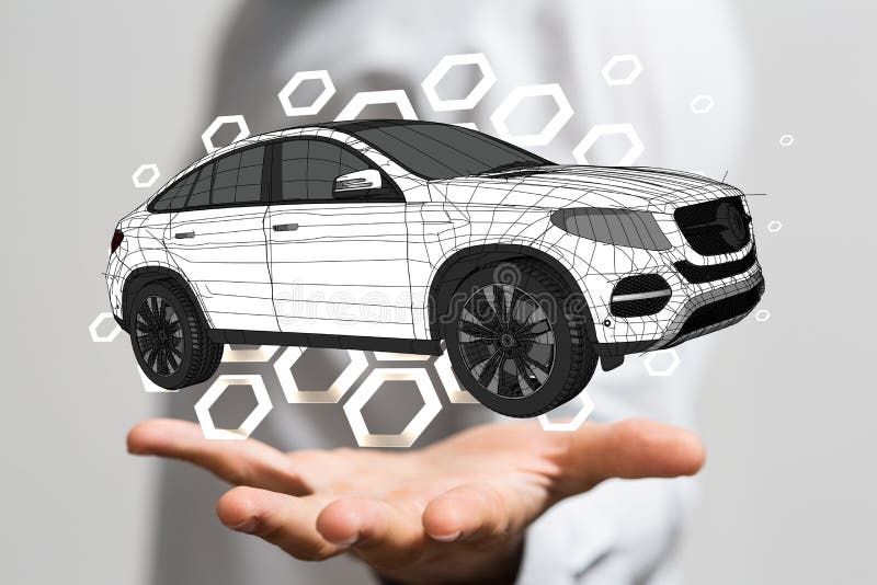 Man Holding a Luxurious White Car Icon Stock Photo - Image of model ...