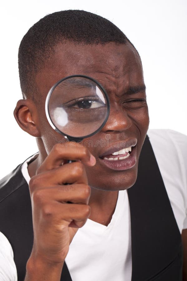 Man Holding a Magnifying Glass Stock Image - Image of look, eyes: 20228369