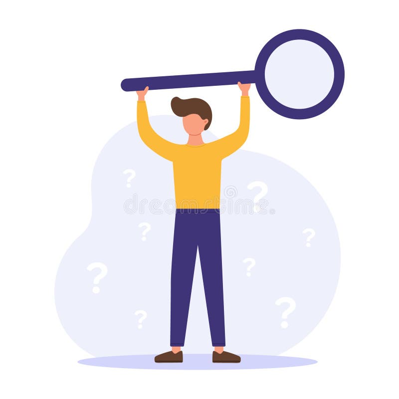 Man Holding Magnifying Glass for Analysing Problem Stock Vector ...