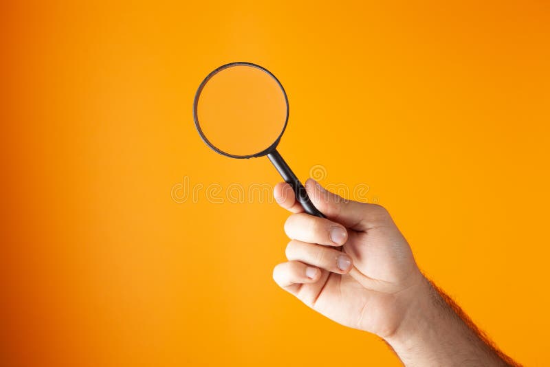 Orange Man with Magnifier stock vector. Illustration of searcher - 2995849