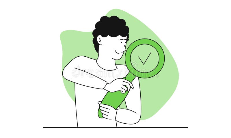 Man Holding a Magnifying Glass Vector Illustration Concept. Finding a ...