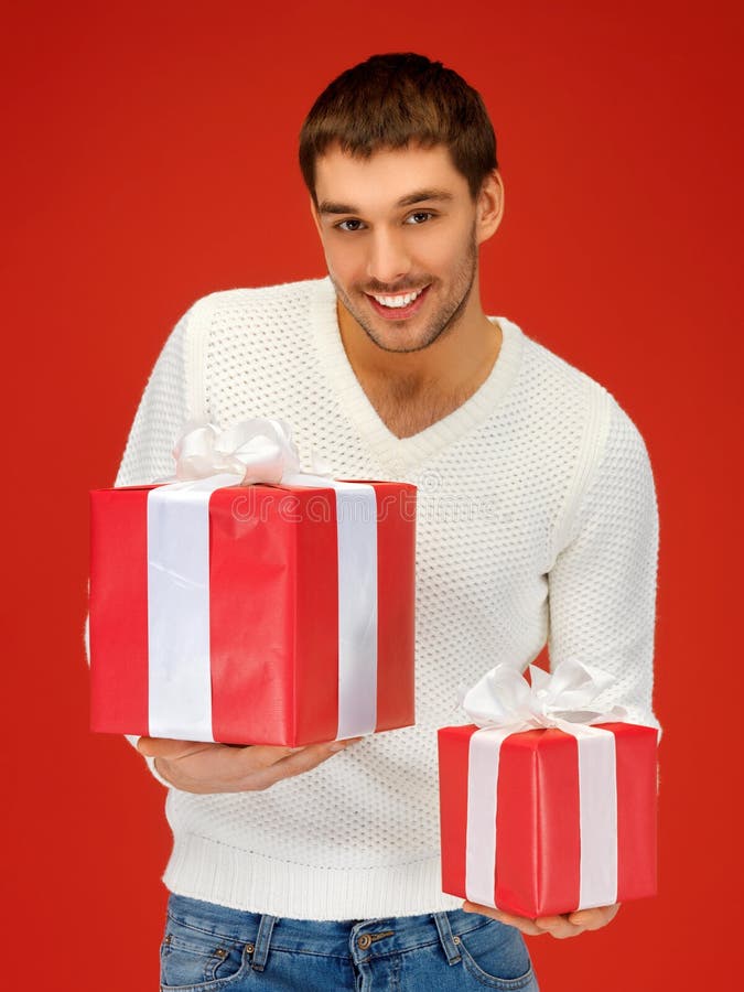 Man Holding Many Gift Boxes Stock Photo - Image of holiday, clean: 39406372
