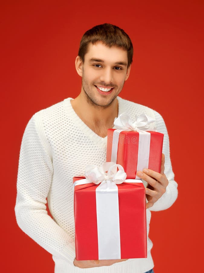 Man Holding Many Gift Boxes Stock Photo - Image of clean, caucasian ...