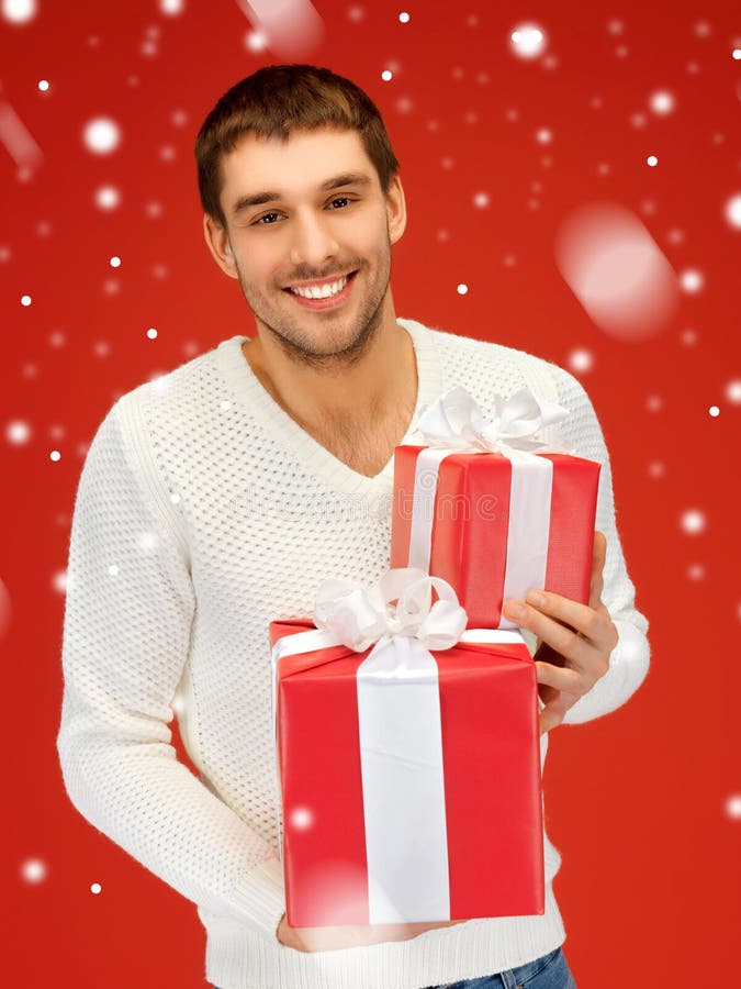Man Holding Many Gift Boxes Stock Image - Image of handsome, holiday ...