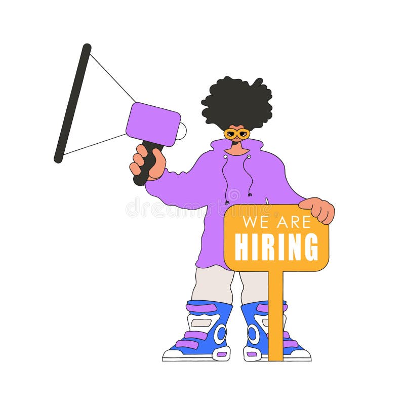 The Man is Holding a Megaphone. Human Drawing. Stock Vector ...