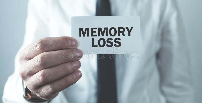 Man Holding Memory Loss Text on Business Card Stock Photo - Image of ...