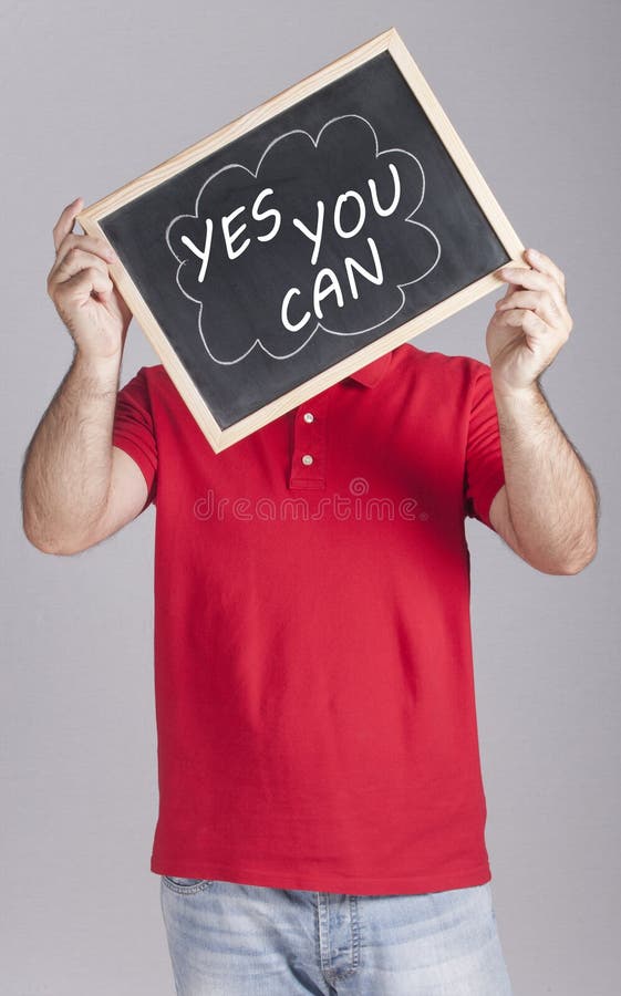 Man Holding Message Written on a Blackboard Stock Image - Image of ...