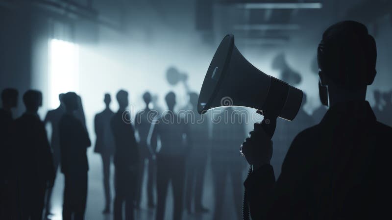 A Man is Holding a Microphone and Standing in Front of a Crowd of ...