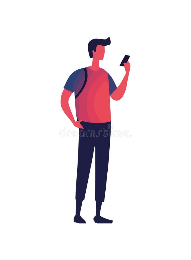 Man holding a mobile phone stock vector. Illustration of people - 276826926