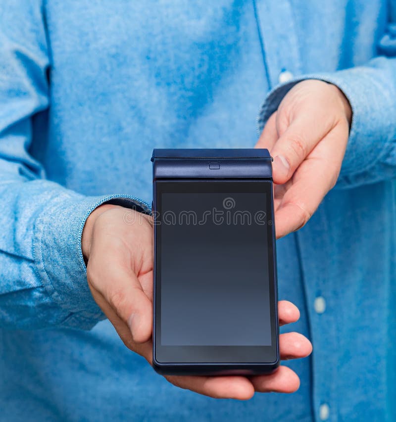 Modern Blue Payment Terminal, with a Blank Screen Stock Image - Image ...