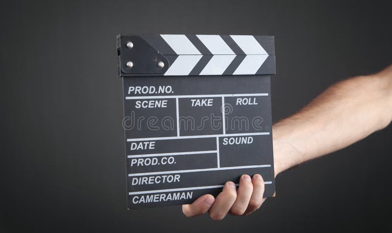 Man Holding Movie Clapper. Making Movie Stock Photo - Image of slate ...