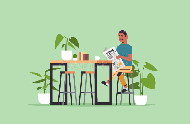 Man Sitting Chair Reading Newspaper Stock Illustrations 372 Man