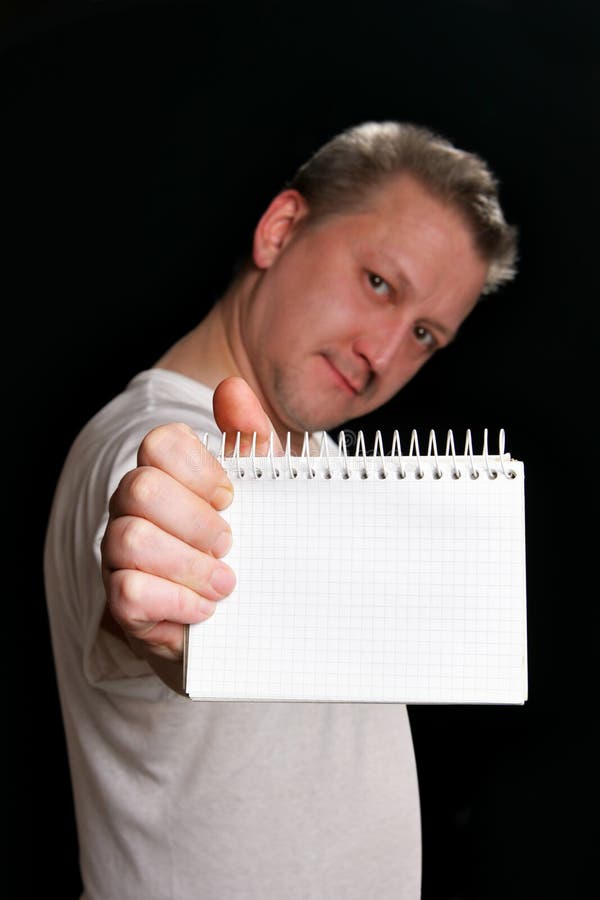 Man holding notebook stock image. Image of idea, advertise - 7627859