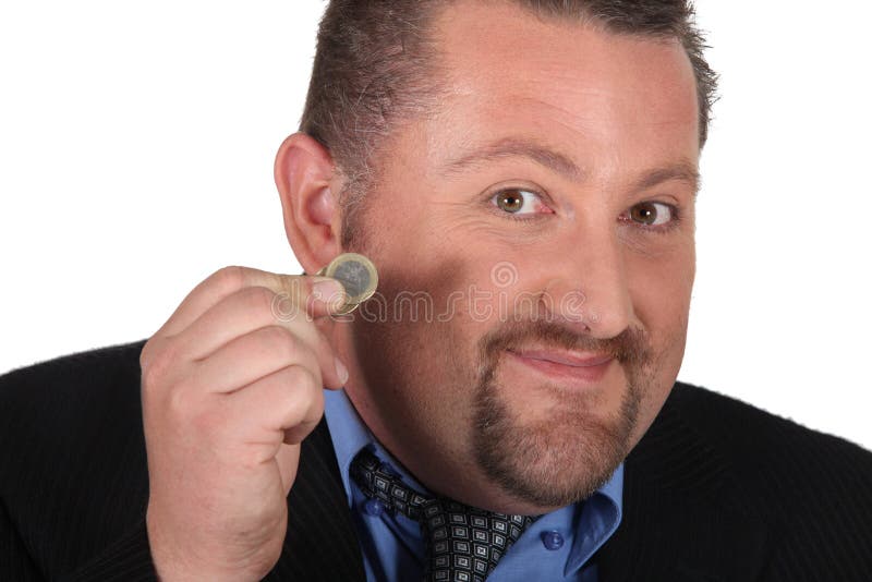 Man holding one Euro coin stock image. Image of idea - 34988427