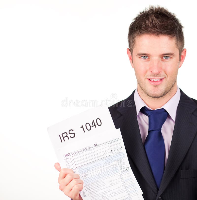 Man Holding Out His Irs Returns Form Stock Photo - Image of deadline ...