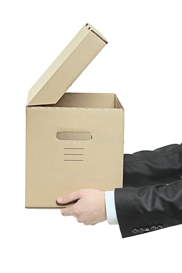 Man carry brown paper box stock photo. Image of concept - 21703144