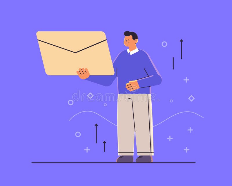 Man Holding Paper Envelope New Mail Message Communication Concept Guy ...