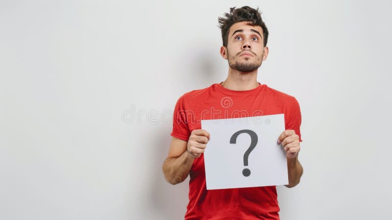 The Man with a Question Sign. AI Generated Stock Illustration ...