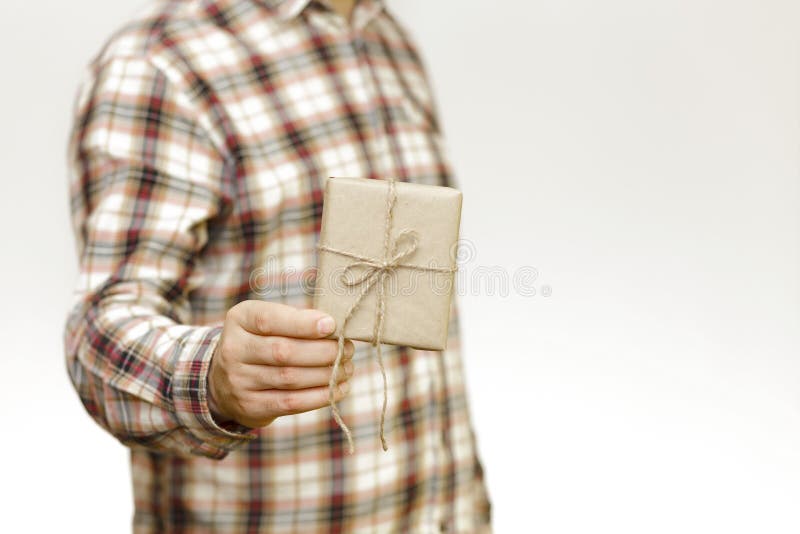 A Man Holding Parcel Post Gift Box on Hand Stock Image - Image of ...