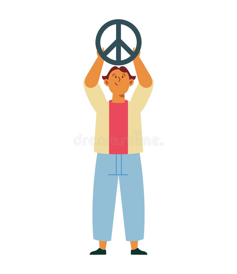 Man holding peace symbol stock illustration. Illustration of peace ...