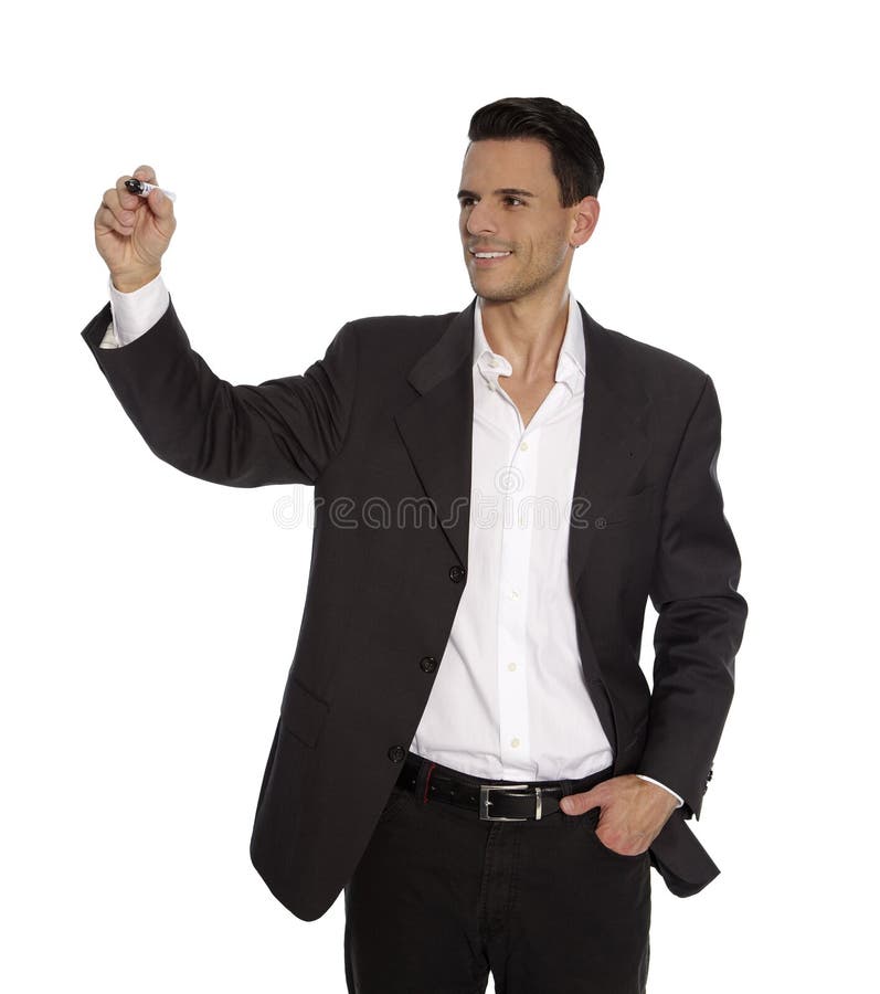 Man is Holding Pen in His Hand Stock Photo - Image of blazer, copyspace ...
