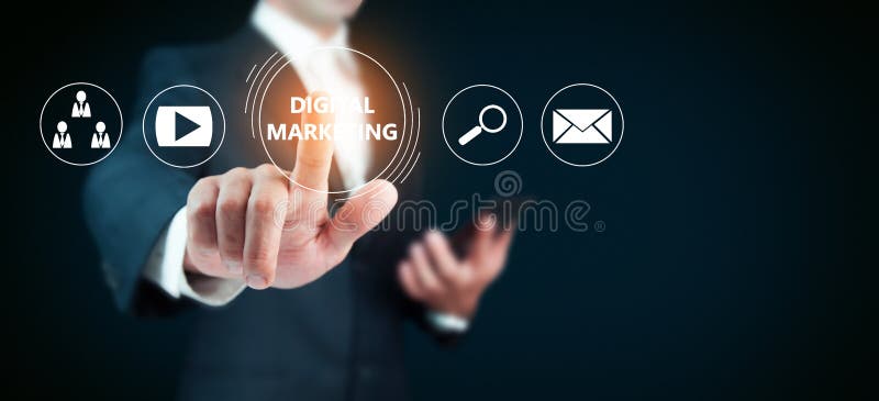 Man Holding Phone with Digital Marketing Stock Image - Image of digital ...