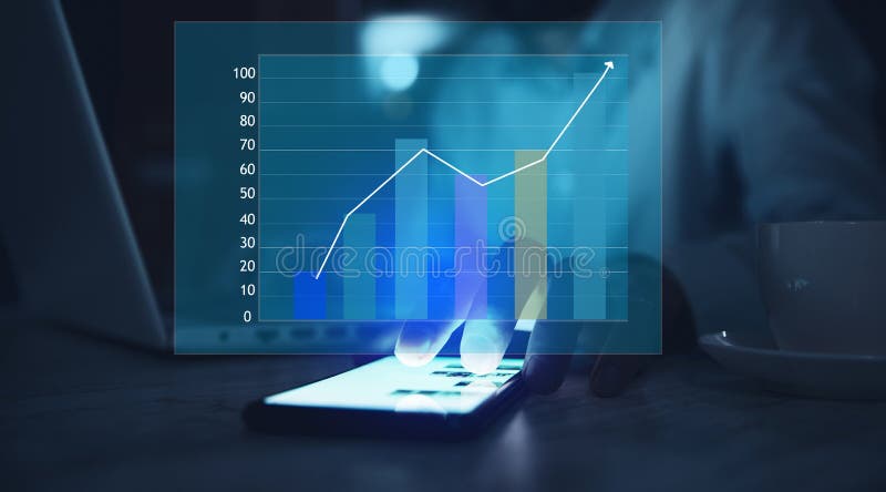 Man Holding Phone and Graph Concept Stock Image - Image of businessman ...