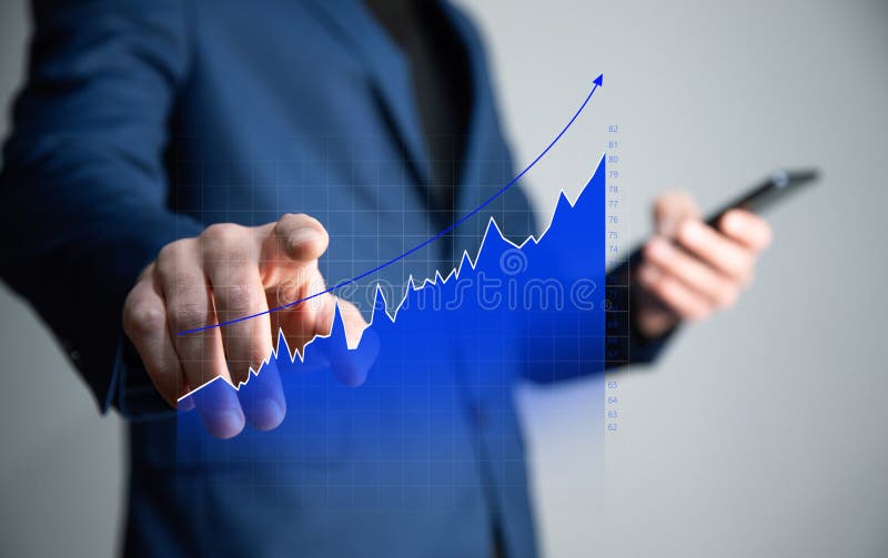 Man Holding Phone with Graph Stock Image - Image of statistics, office ...
