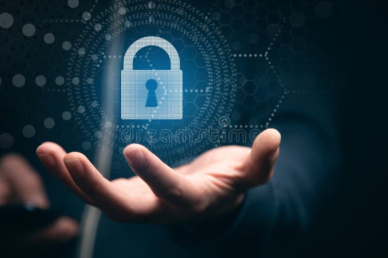 Man Holding Phone with Lock Stock Photo - Image of information, virus ...