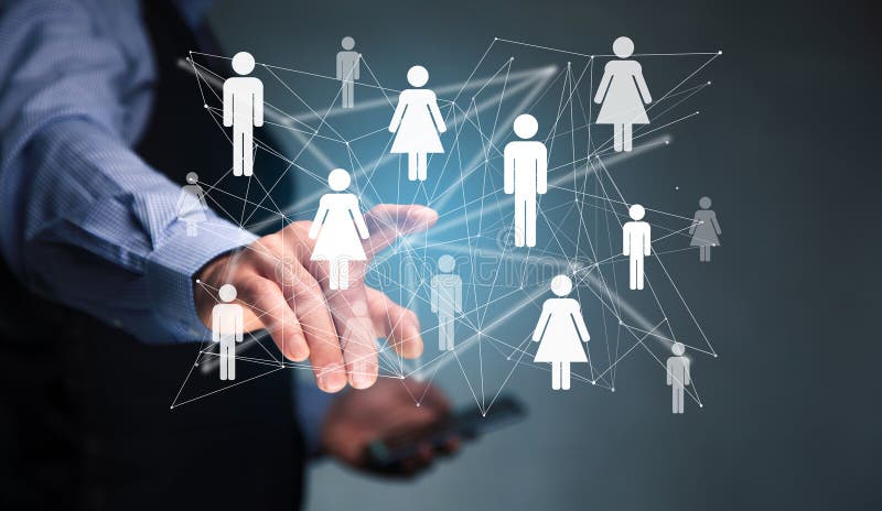 Man Holding Phone with a Network Stock Photo - Image of internet ...