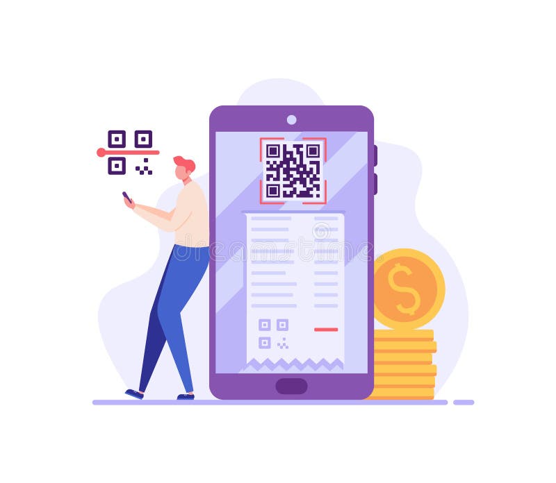 Man Holding Phone with QR Sign. User Scanning QR-code with Phone for ...