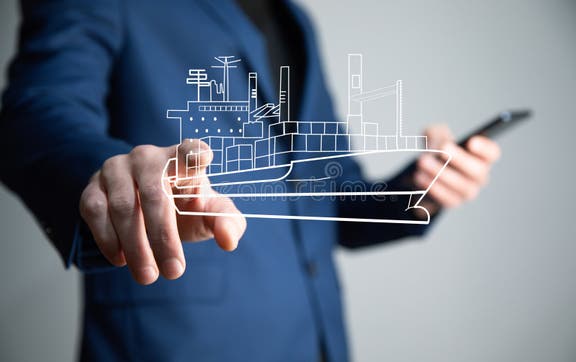 Man Holding Phone with Ship Icon Stock Photo - Image of courier, symbol ...