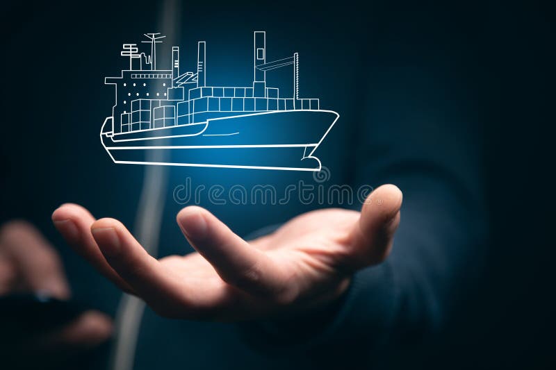 Man Holding Phone with Ship Icon Stock Image - Image of transport, ship ...