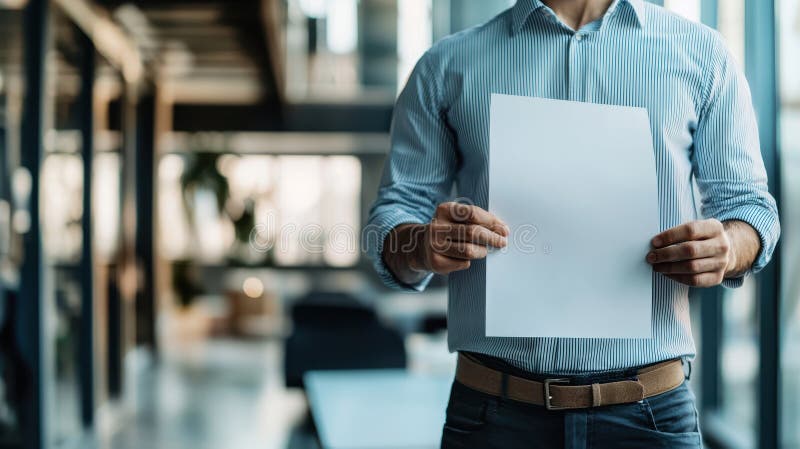 Man Holding Piece of Paper in Hands with Focus on Document and Gesture ...