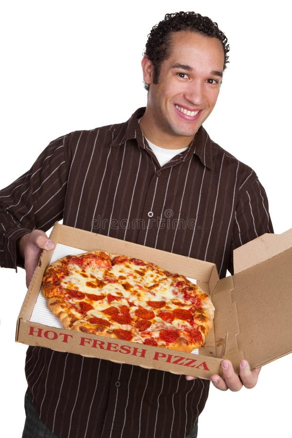Man Holding Pizza stock image. Image of pepperoni, delivery - 13307651
