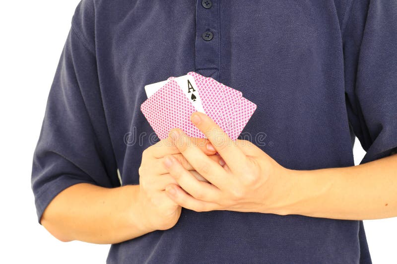 Man holding playing cards stock photo. Image of lucky - 20571222
