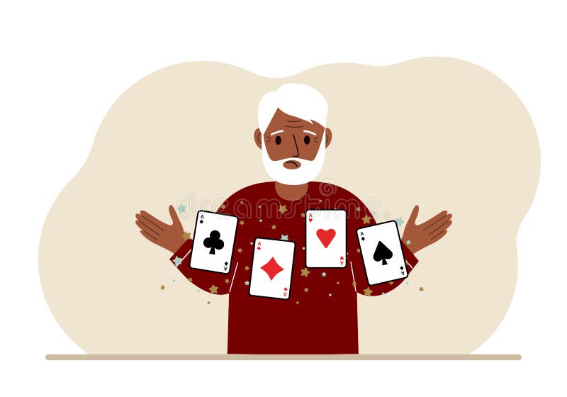 Man Holding Playing Cards Cards. Playing Combination of 4 Aces or Four ...