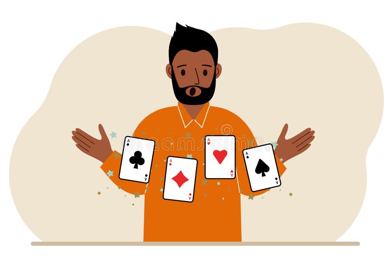 Man Holding Playing Cards Cards. Playing Combination of 4 Aces or Four ...