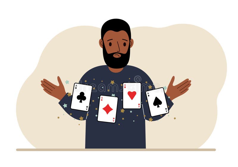 Man Holding Playing Cards Cards. Playing Combination of 4 Aces or Four ...