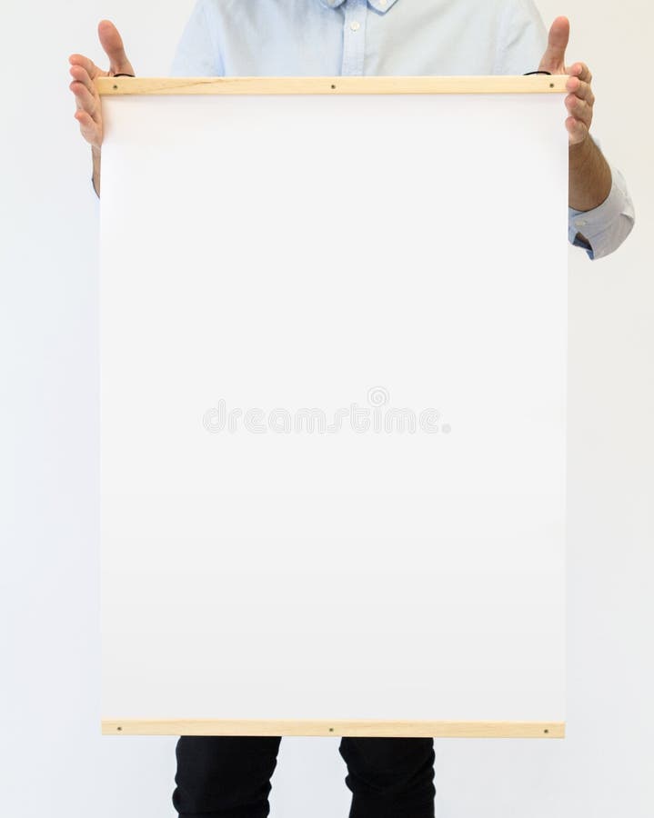 Man Holding Poster Frame Mockup Stock Photo - Image of businessman ...