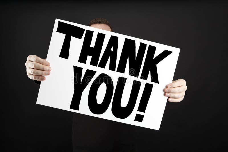 Man Holding Poster with Thank You Stock Image - Image of note, applause ...