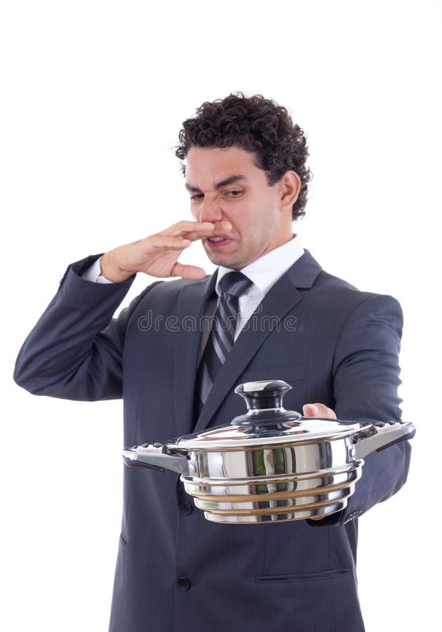 Man Holding a Pot for Cooking that really Stinks Stock Image - Image of ...