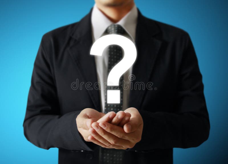 Man holding question mark stock illustration. Illustration of display ...