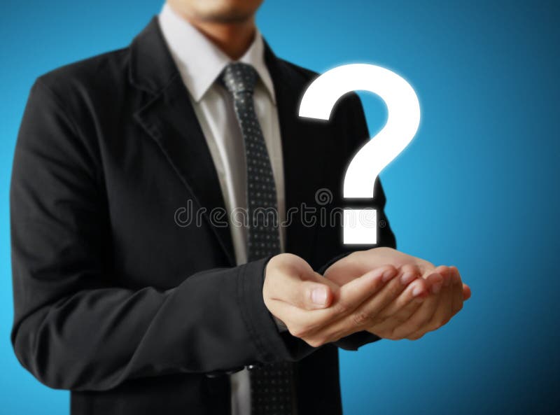 Man holding question mark stock illustration. Illustration of banner ...