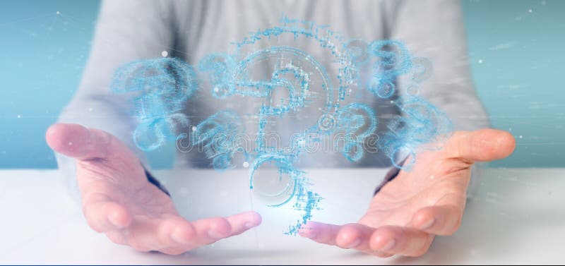 Man Holding a Question Mark Stock Image - Image of query, support ...