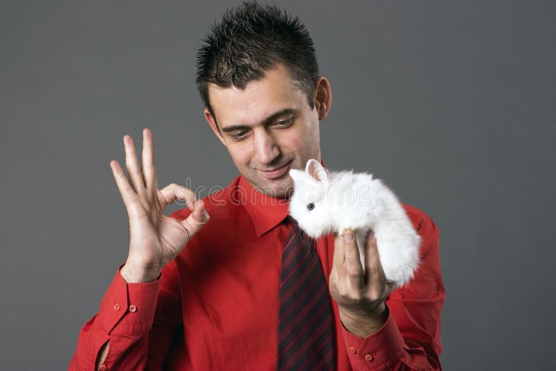 Man Holding Rabbit Picture. Image: 13690976